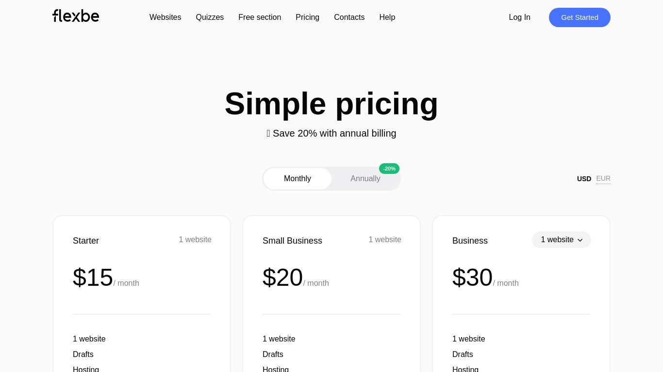 Pricing — Flexbe